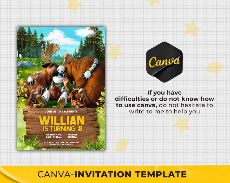 The Wild Robot Birthday Invitation, the Wild Robot Canva, the Wild ...