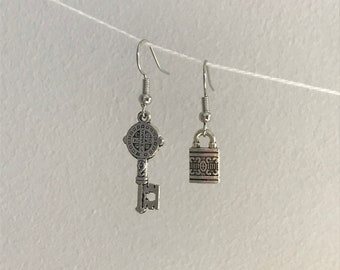 Lock and Key Earring Set Laser Cut Wood Earrings - Etsy