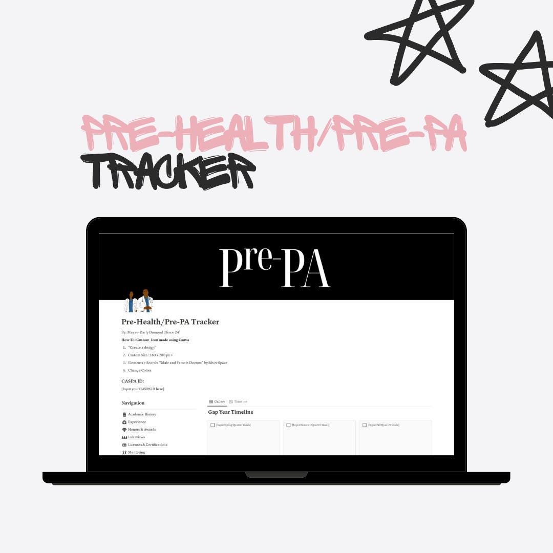 Pre-health/pre-pa Application Tracker - Etsy