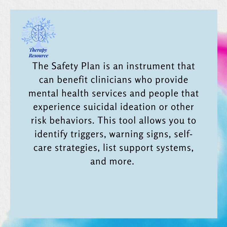 Safety Plan | Printable PDF | Mental Health | Counseling and Therapy ...