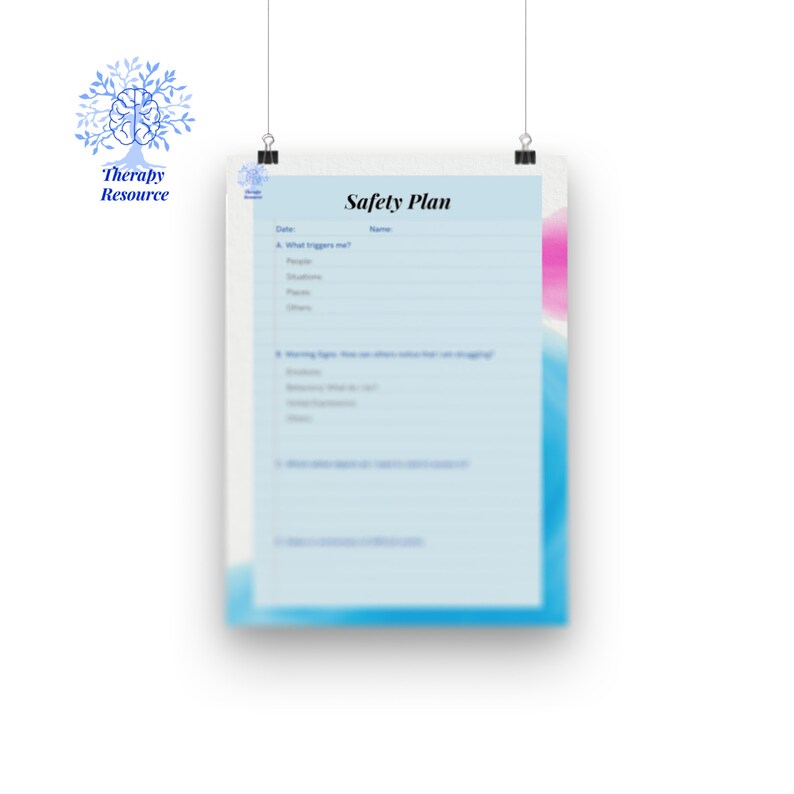 Safety Plan Printable PDF Mental Health Counseling and - Etsy