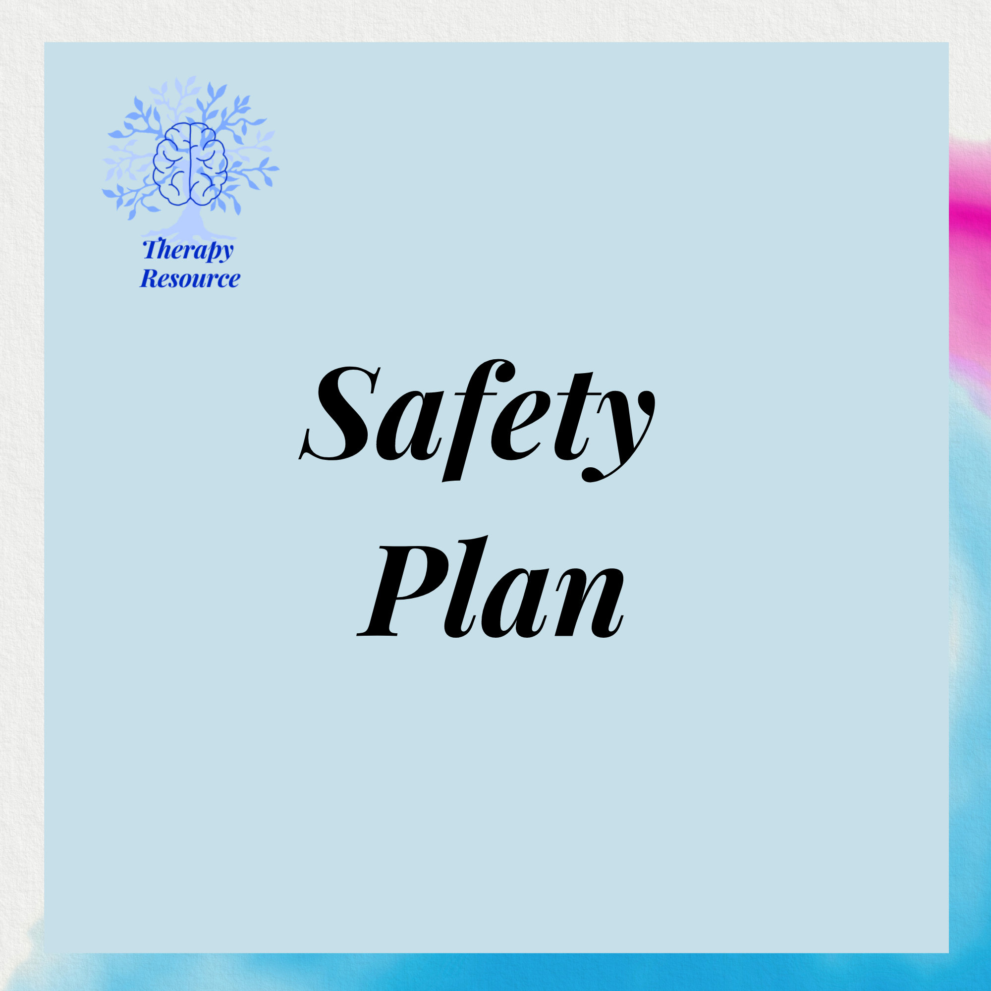 Safety Plan Printable PDF Mental Health Counseling and Therapy Safety ...
