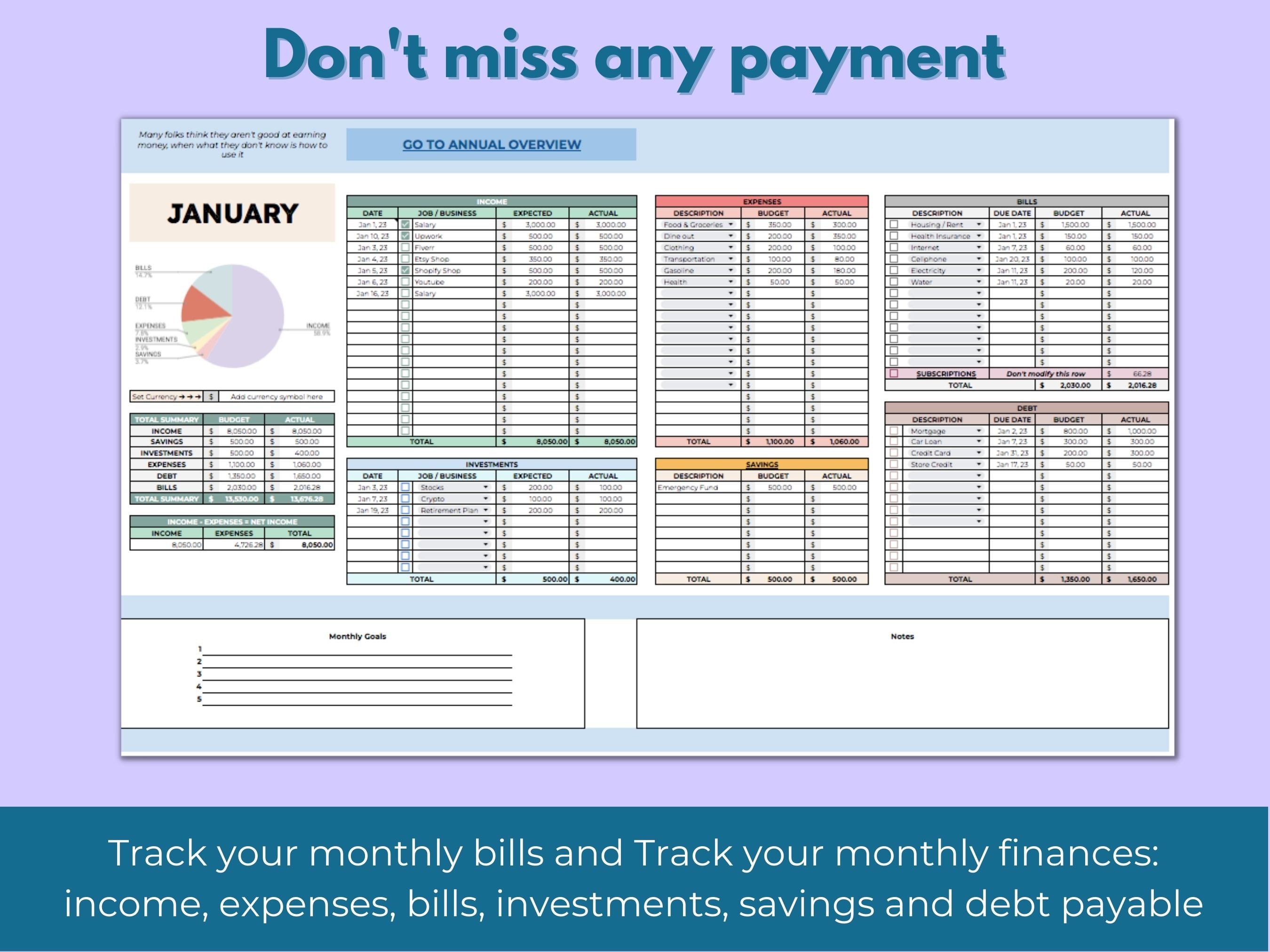 Budget Spreadsheet Template Savings Tracker, Pay off Credit Card Debt ...