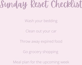 Sunday Reset Printable - Etsy