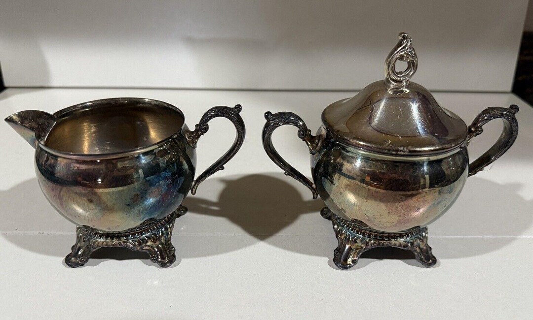 Vintage Silver Plated Clawed Foot Creamer and Sugar Bowl Set - Etsy