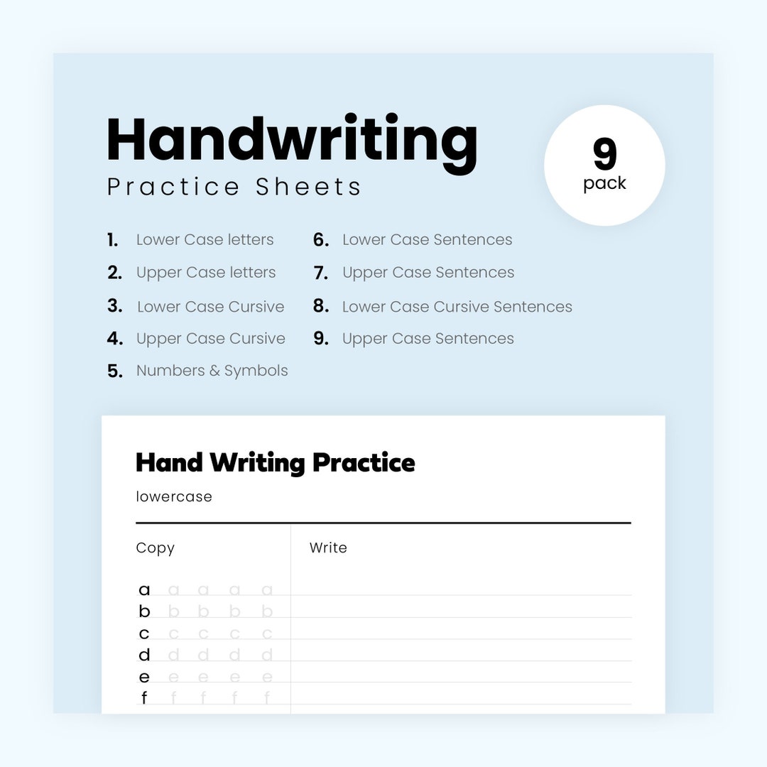 Complete Handwriting Practice Printables Kit, Handwriting Worksheets ...