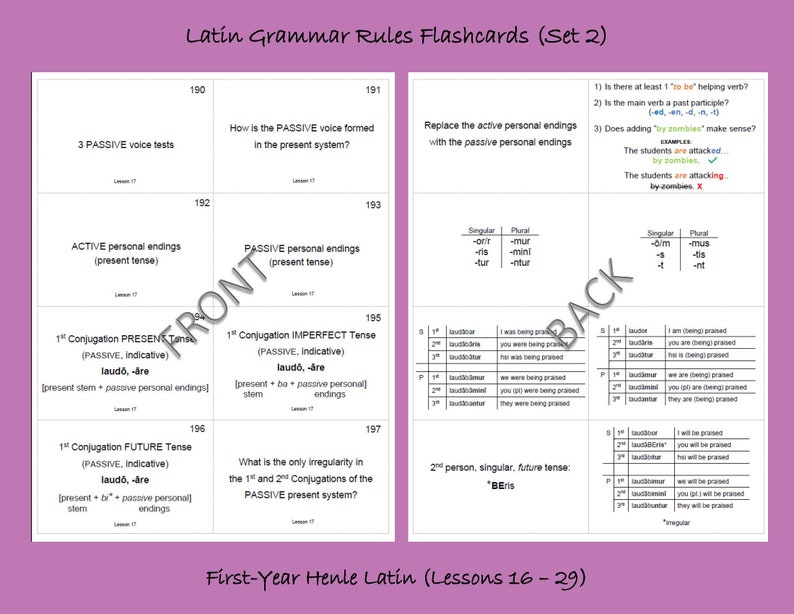 Henle Latin Grammar Rules Flashcards Bundle (sets 1-3) - Etsy