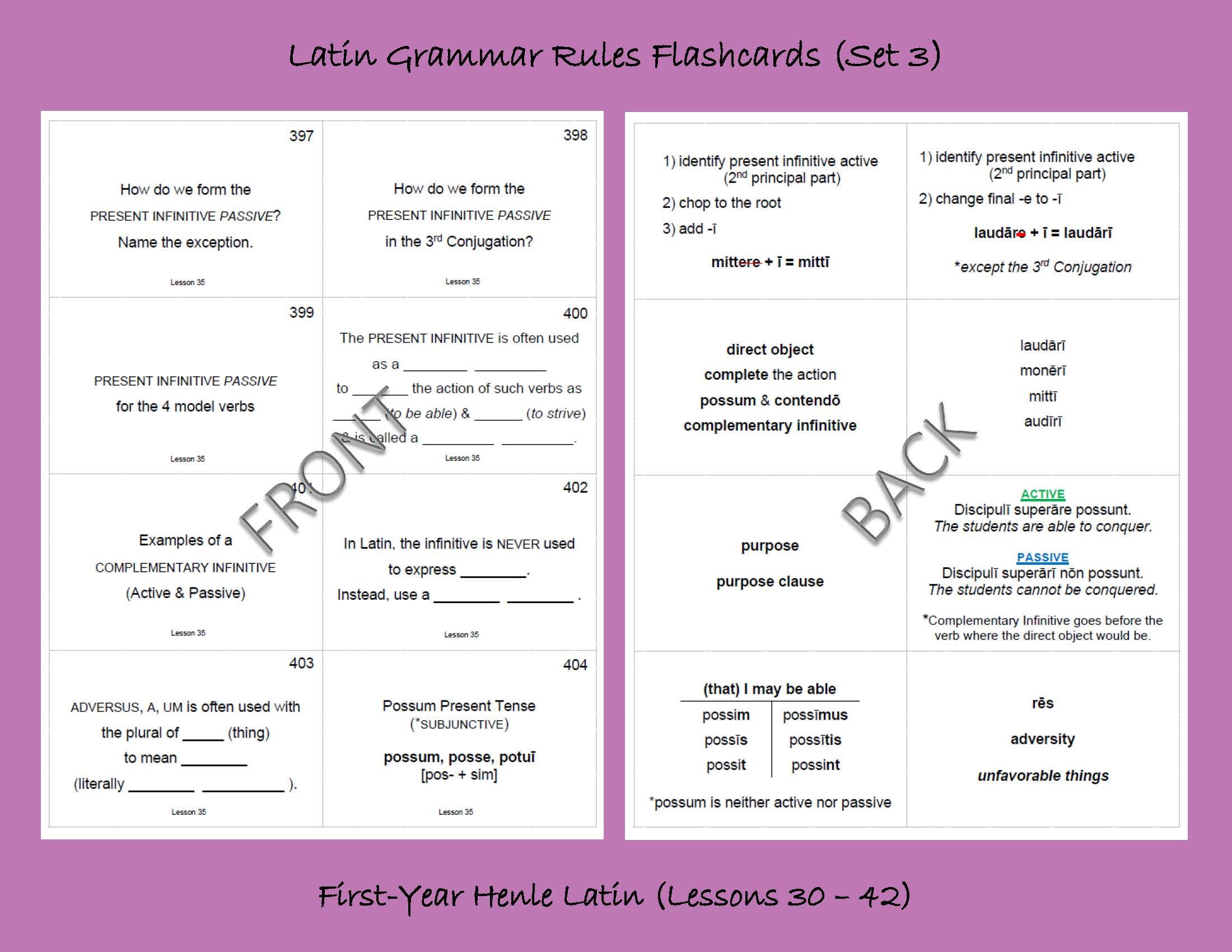 Henle Latin Grammar Rules Flashcards Bundle (sets 1-3) - Etsy