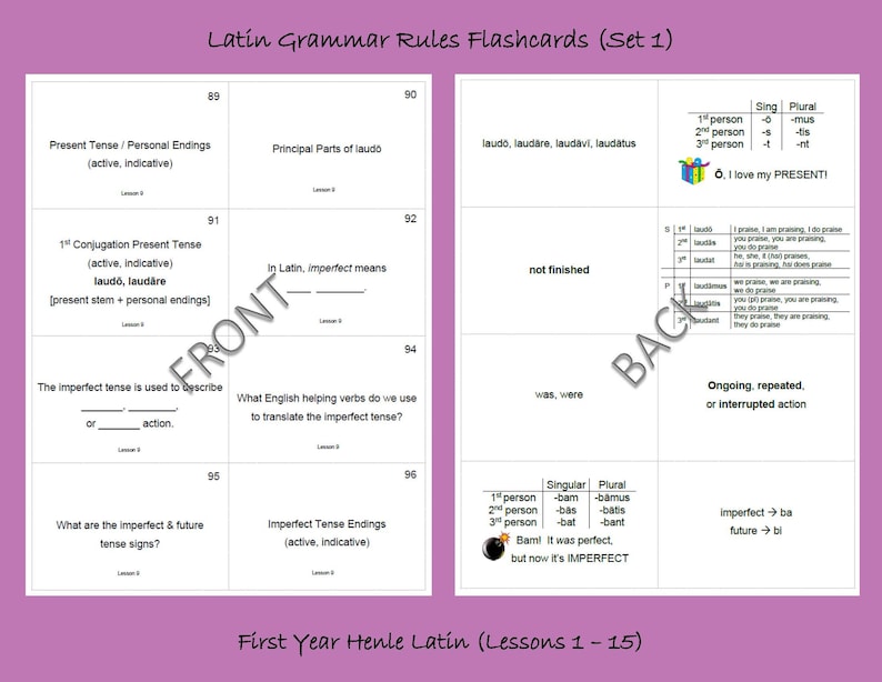 Henle Latin Grammar Rules Flashcards Bundle (sets 1-3) - Etsy