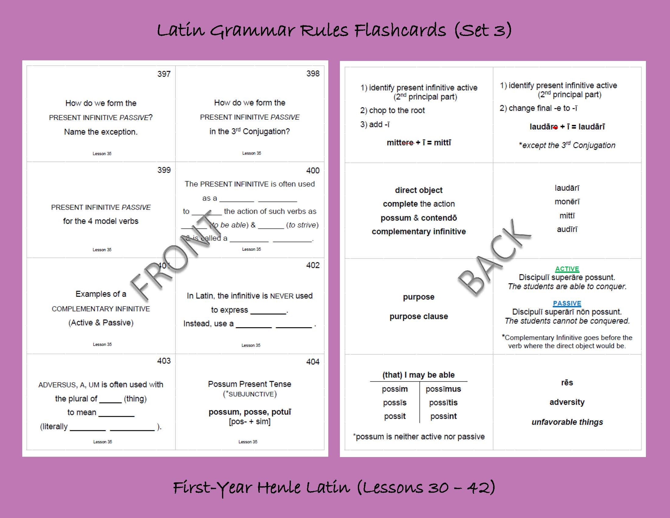 Challenge I Henle Latin Grammar Rules Flashcards (set 3) - Etsy