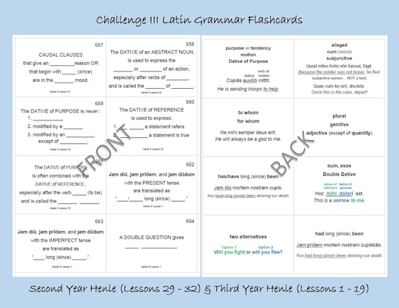 Third Year Henle Latin Grammar Rules Flashcards set 5 - Etsy