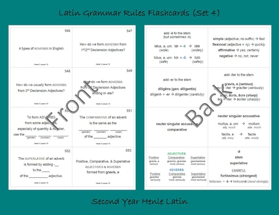 Second Year Henle Latin Grammar Rules Flashcards set 4 - Etsy