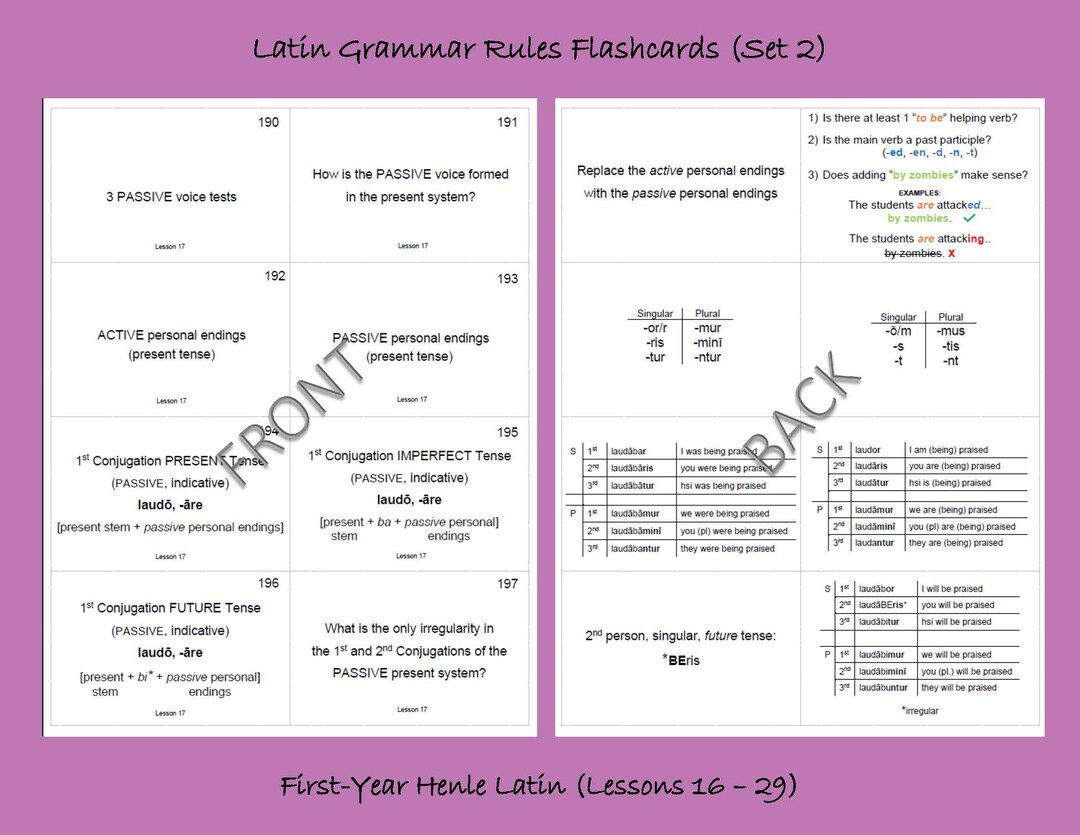 Challenge B Henle Latin Grammar Rules (flashcards) - Etsy