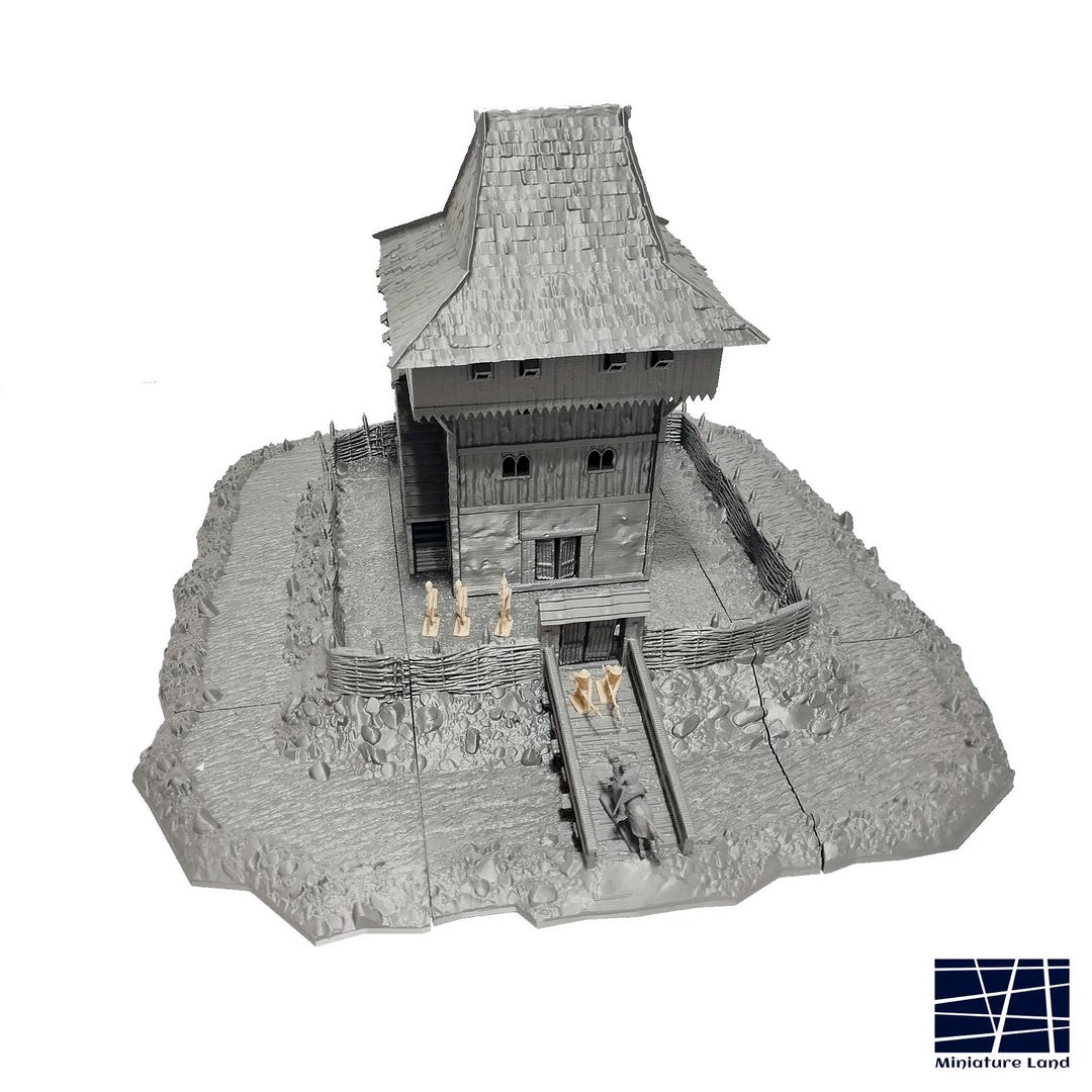Wooden Keep - Castle Diorama - Wargame Terrain - Castle & City Walls ...