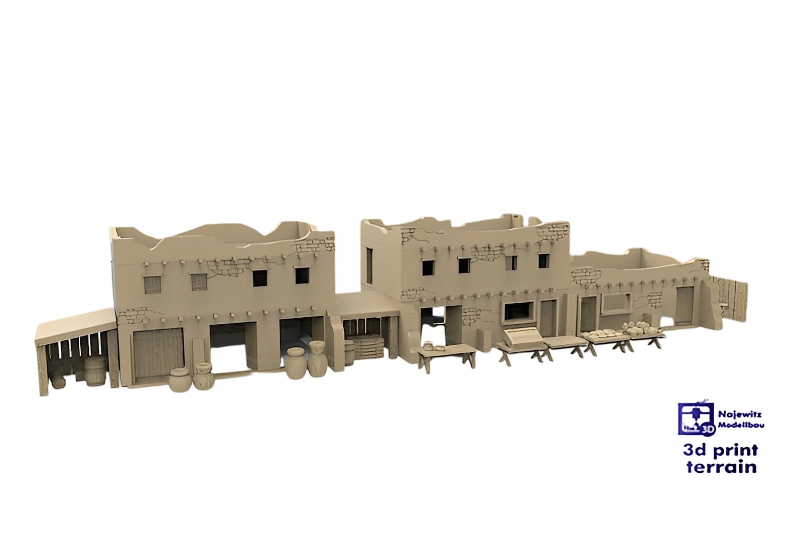 Town Comercial Buildings - Medium Desert House, Model B, [2x], 3D ...