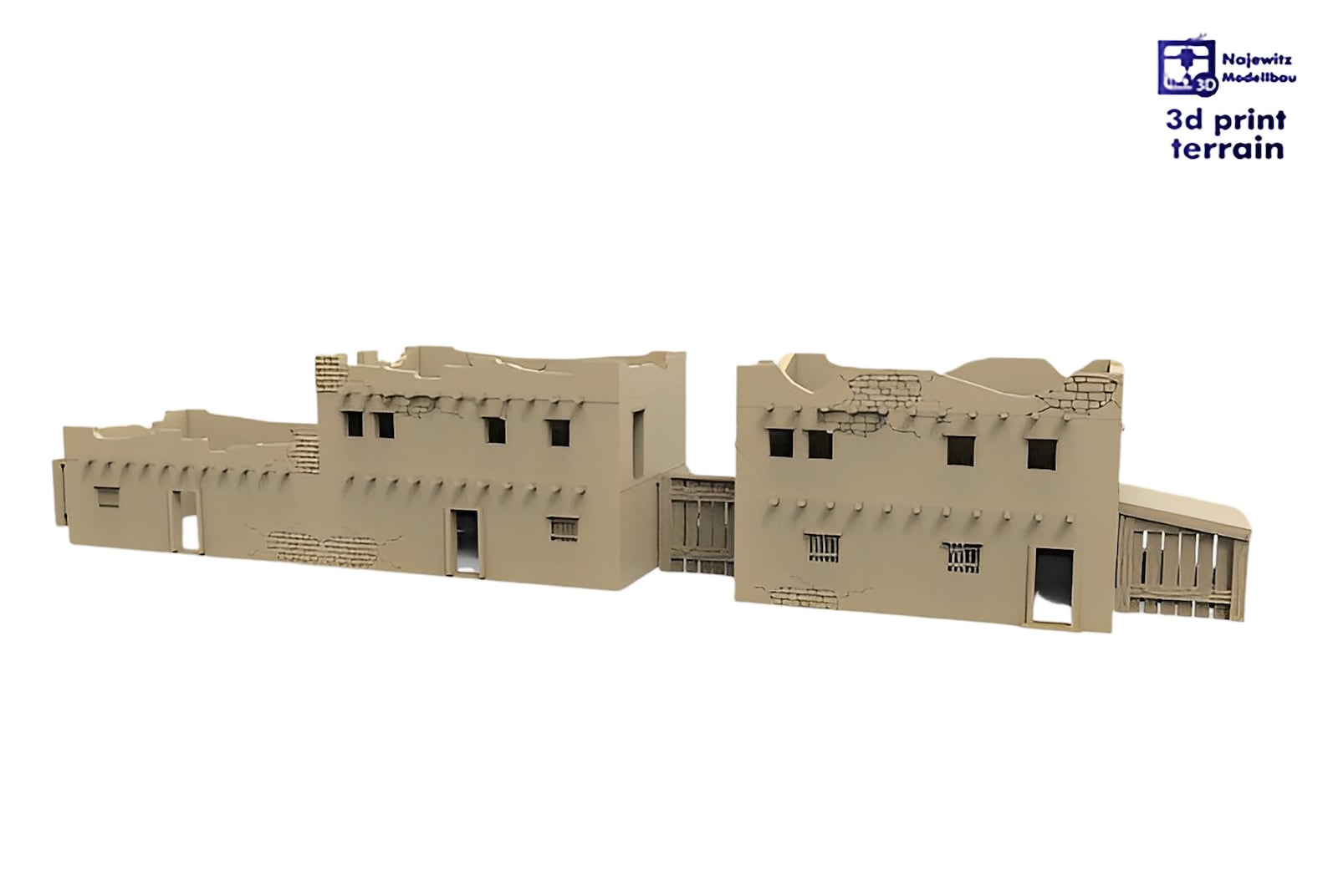 Town Comercial Buildings - Medium Desert House, Model B, [2x], 3D ...