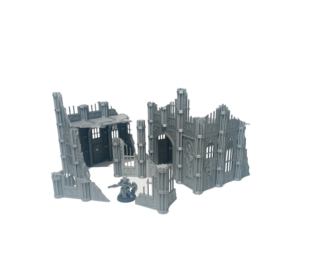 Gothic Buildings Ruins Set C - 3D Printed Terrain Model for Tabletop ...