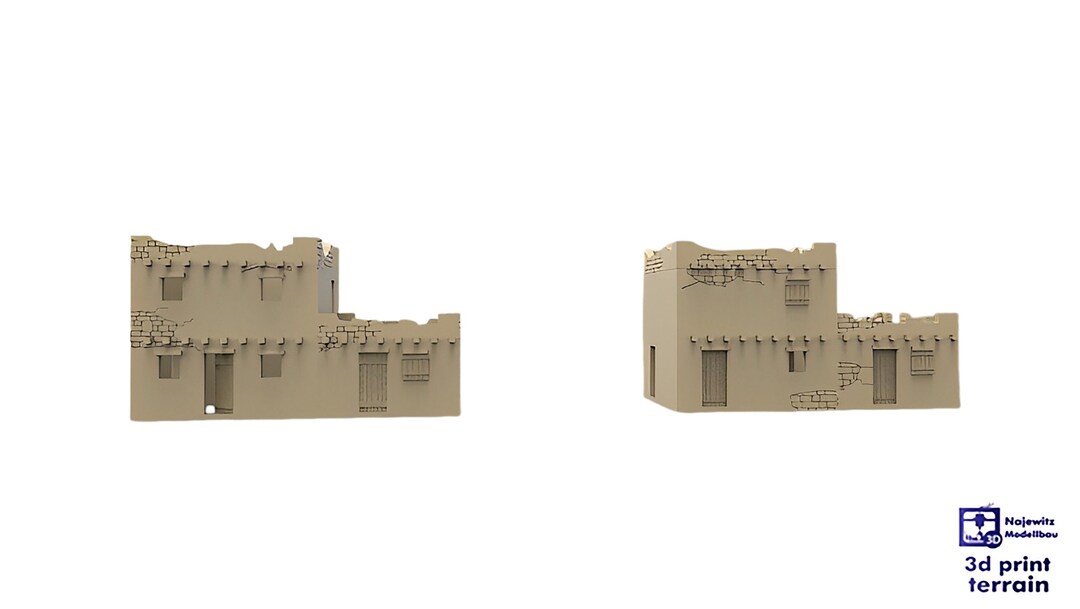 Town Large Buildings - Large Desert House, Model B, [2x], 3D Printed ...