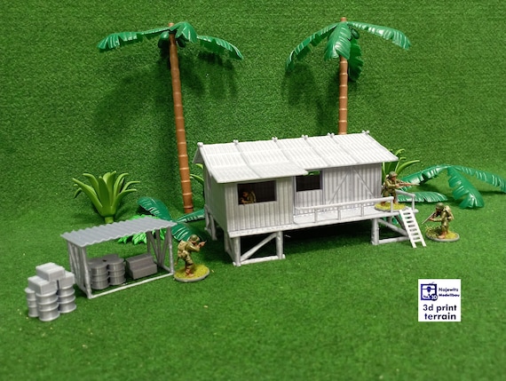 Jungle Outpost 3D Printed Terrain WWII & Diorama for Your - Etsy
