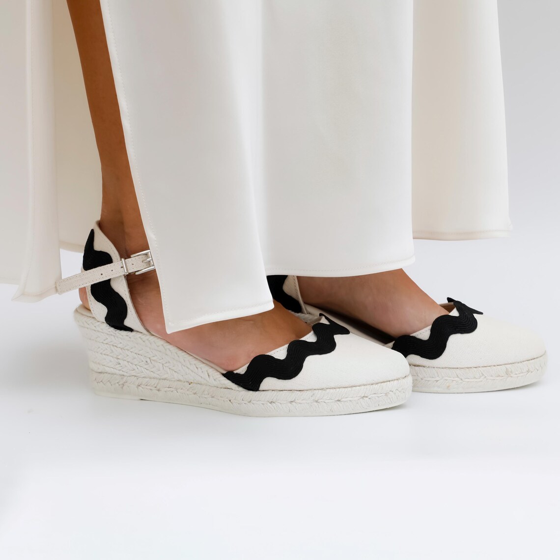 Ivory Espadrilles, Low Wedges for Women, Elegant Low Heels - Etsy
