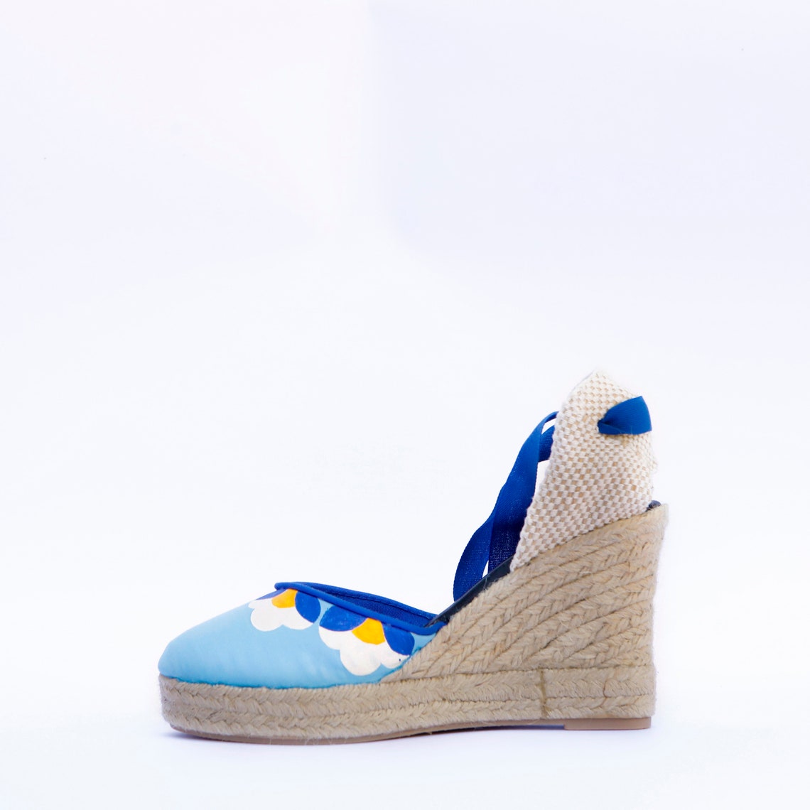 Authentic Spanish Espadrilles, Espadrilles With High Wedge and Ribbons ...