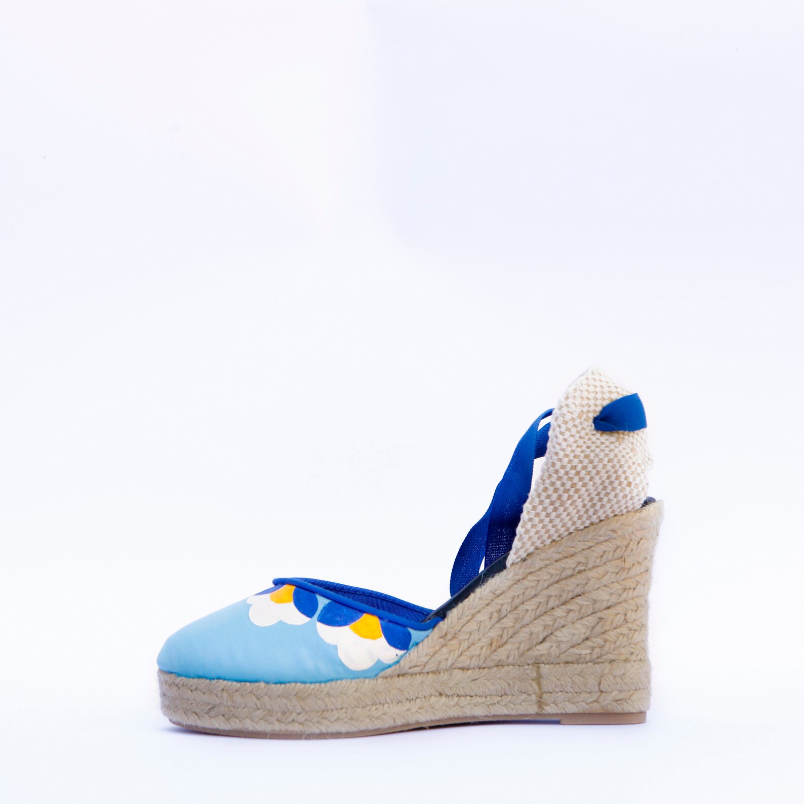 Authentic Spanish Espadrilles, Espadrilles With High Wedge and Ribbons ...