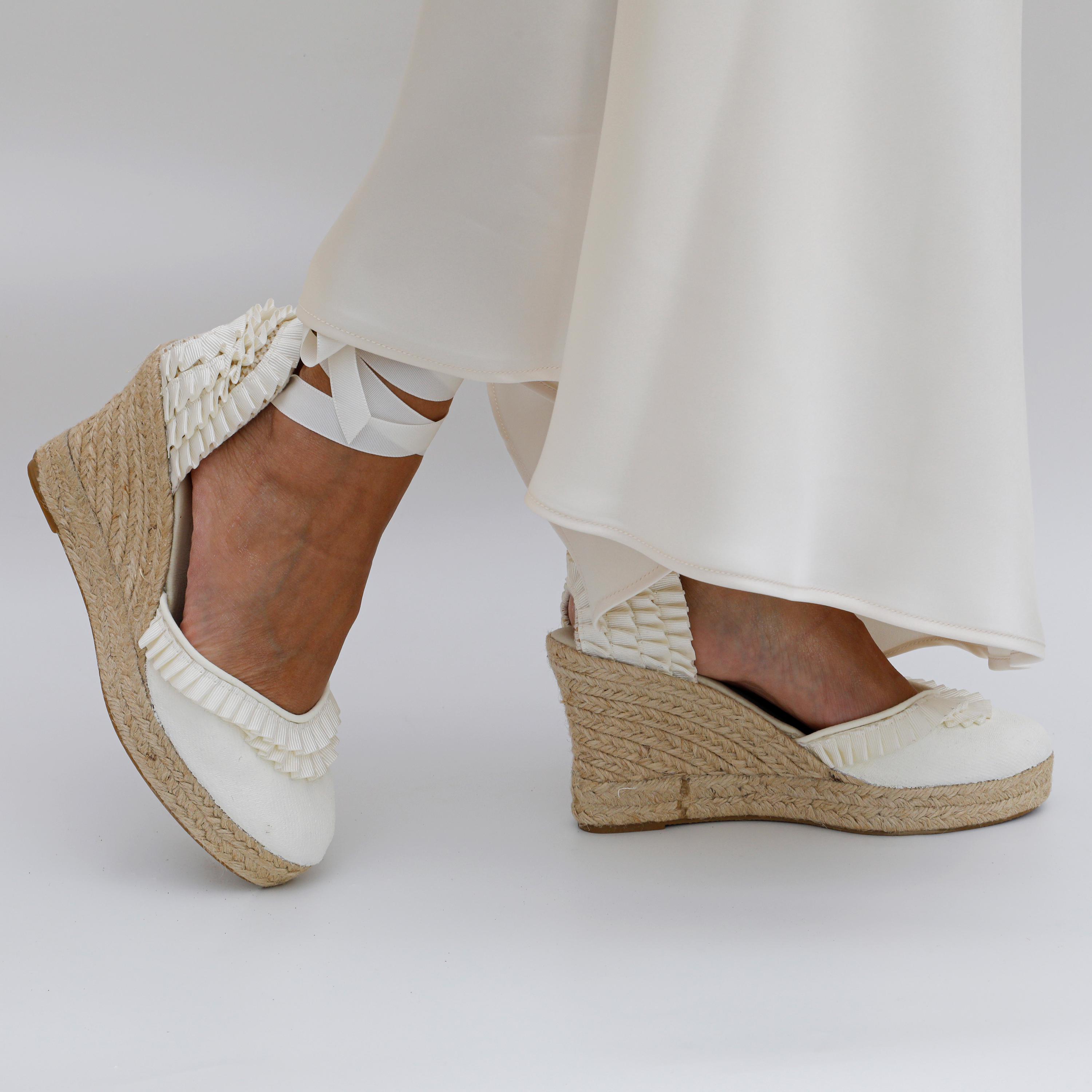 Ivory Wedding Shoes, Bridal Espadrilles, Ivory Wedges Wedding Shoes, - Etsy
