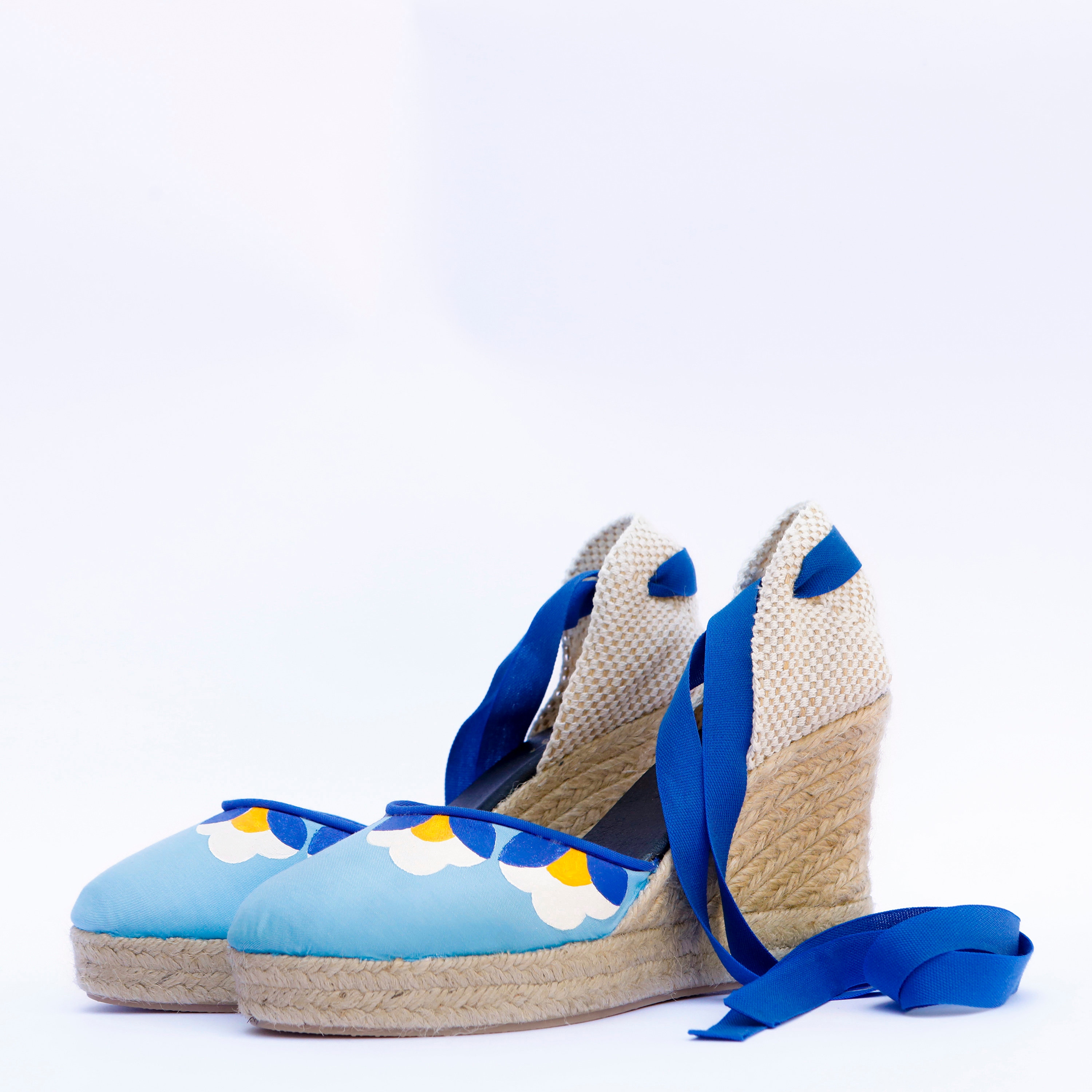 Authentic Spanish Espadrilles, Espadrilles With High Wedge and Ribbons ...