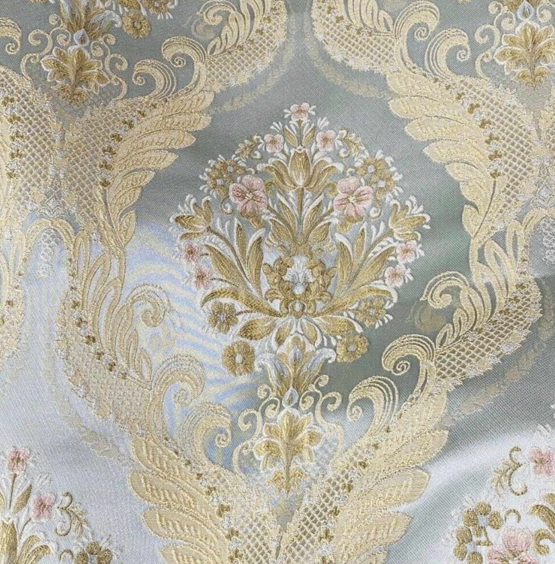 Upholstery Neoclassical Damask Floral Satin Fabric Sold by the Yard - Etsy