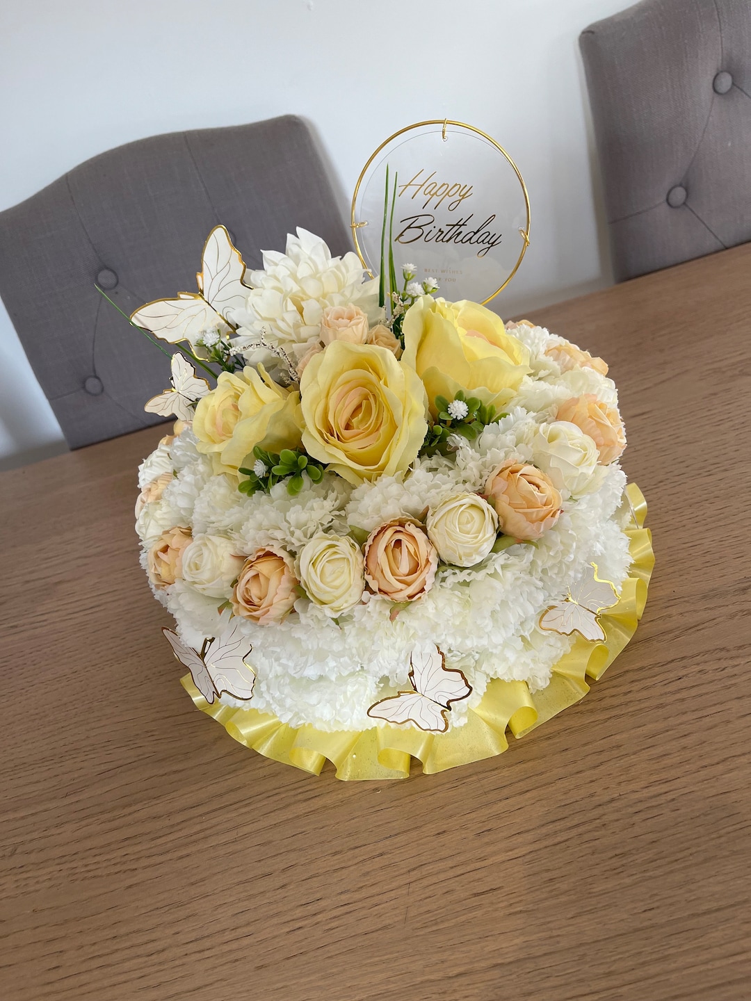 Birthday Cake Tribute - Grave Memorial- Artificial Flowers - Etsy