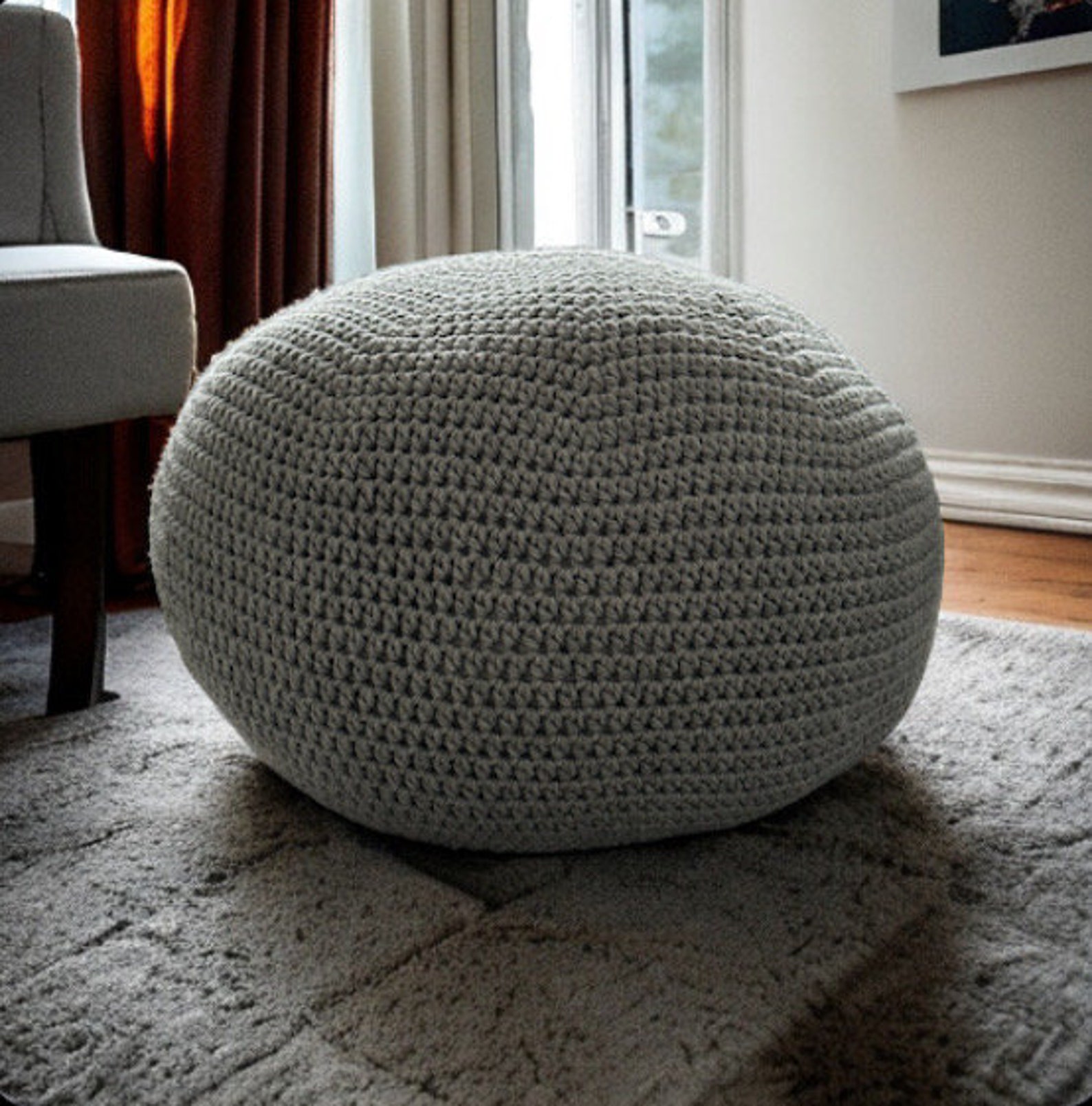 Handmade Crochet Pouf | Home Decor | Soft & Comfy | Available in ...