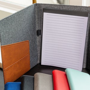 Personalized Leather Flap Portfolio, Custom Notepad Cover, Gifts for ...