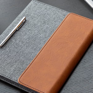 Personalized Leather Flap Portfolio, Custom Notepad Cover, Gifts for ...