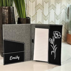 Personalized Leather Flap Portfolio Custom Padfolio Notebook Portfolio ...