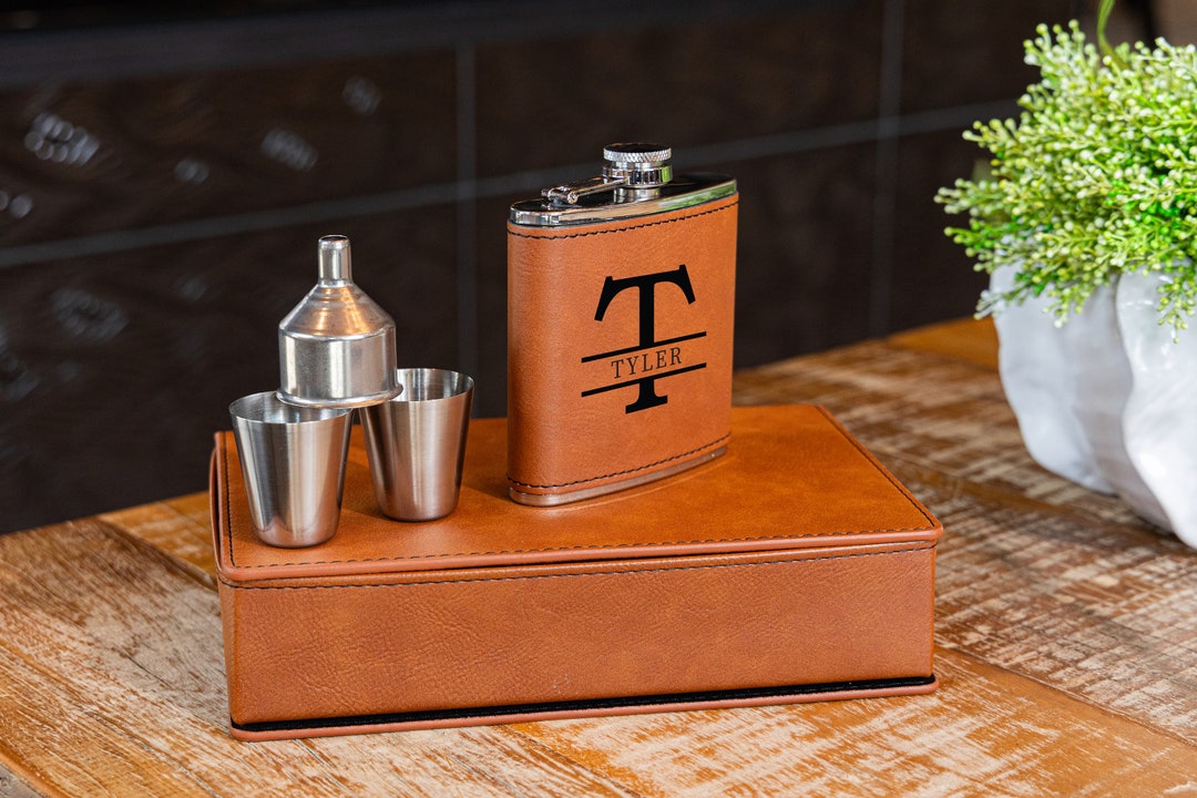 Personalized Flask Set, Engraved Flask Set, Custom Flask Set, Gift for Him, Gift for Boyfriend ...