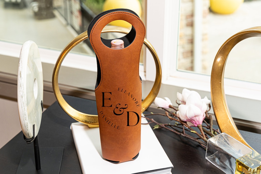 Personalized Wine Bag Engraved Wine Bag Custom Wine Bag Leatherette ...