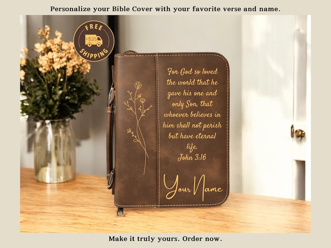 Engraved Faux Leather Bible Cover: Personalized Book Case - Etsy