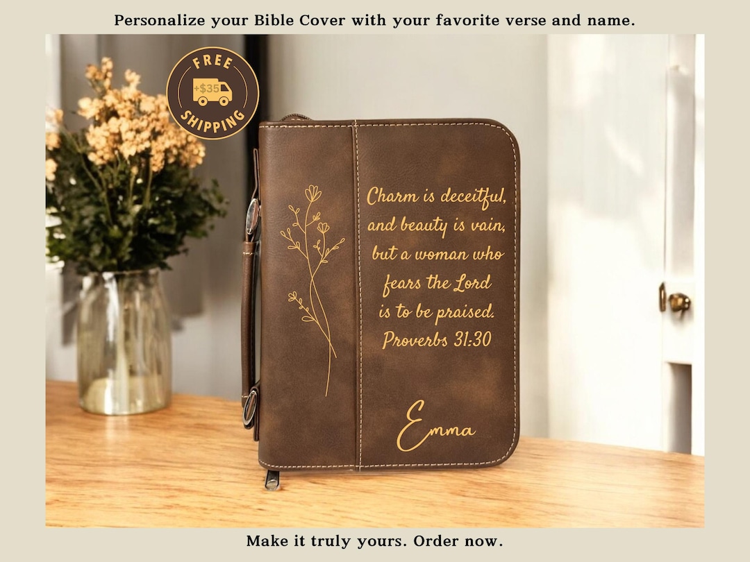 Custom Faux Leather Bible Cover: Engraved Religious Gift - Etsy