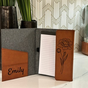 Personalized Leather Flap Portfolio Custom Padfolio Notebook Portfolio ...