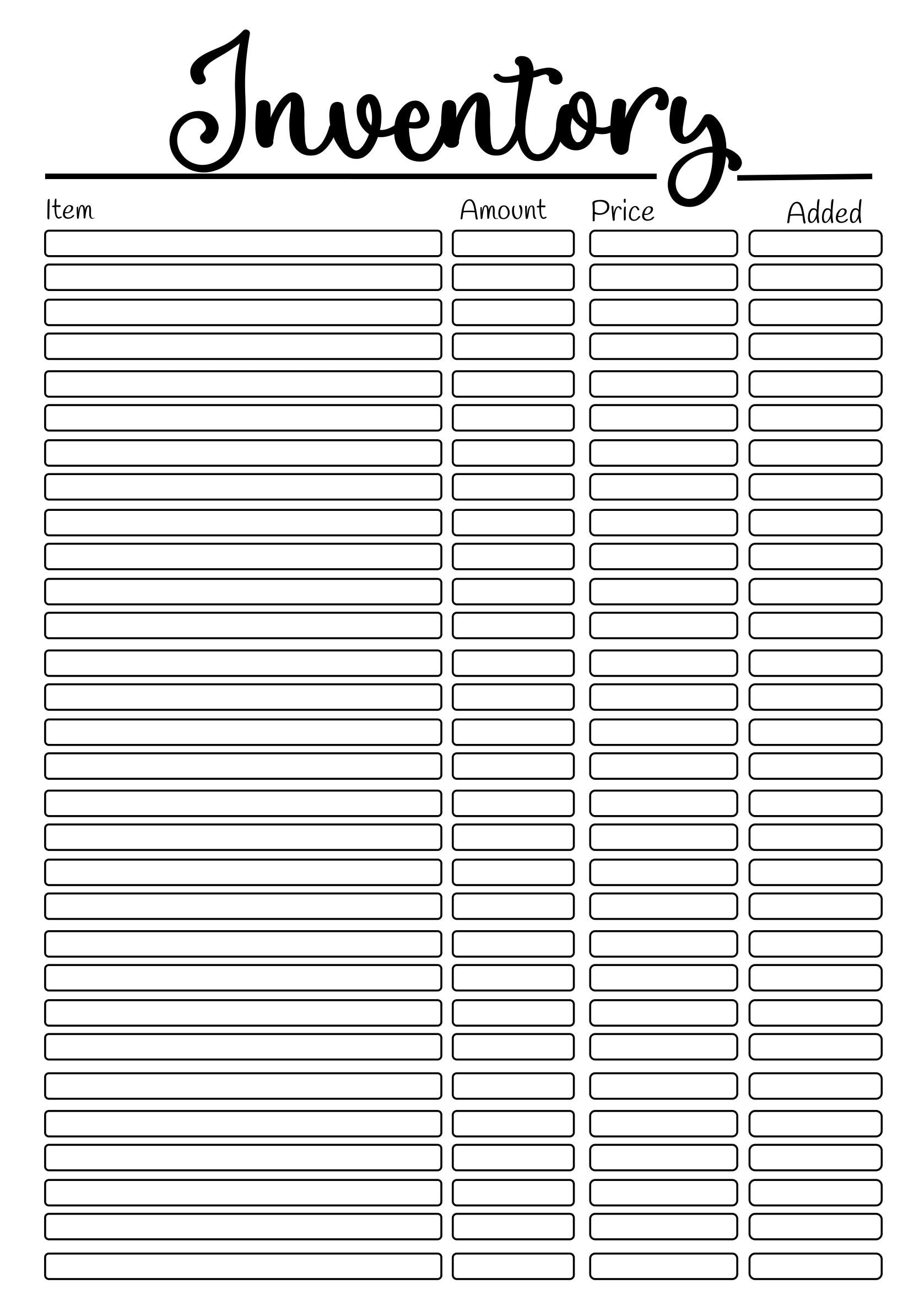 Digital Full Inventory Template - Etsy