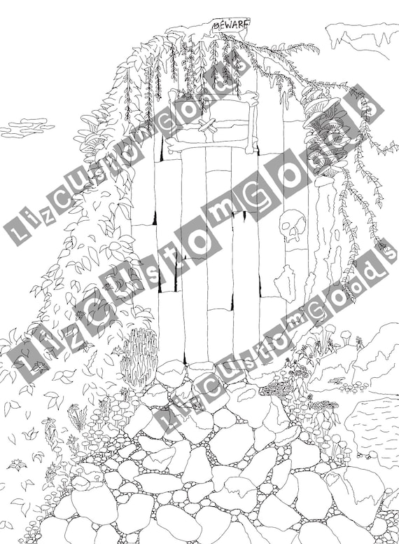 Dark Door Coloring Page | Etsy