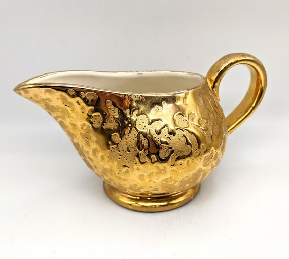 Mid Century Pottery 24k Gold Glazed Weeping Pitcher Planter - Etsy