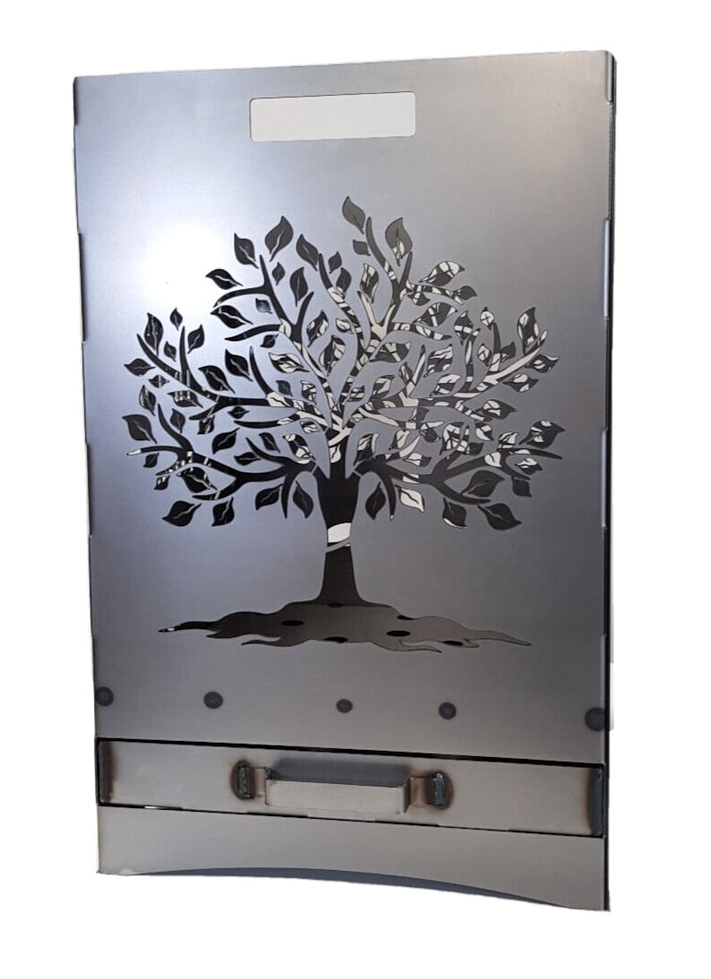 Tree of Life Fire Basket With Ash Drawer, 40x40x60cm, Fire Barrel, Fire ...