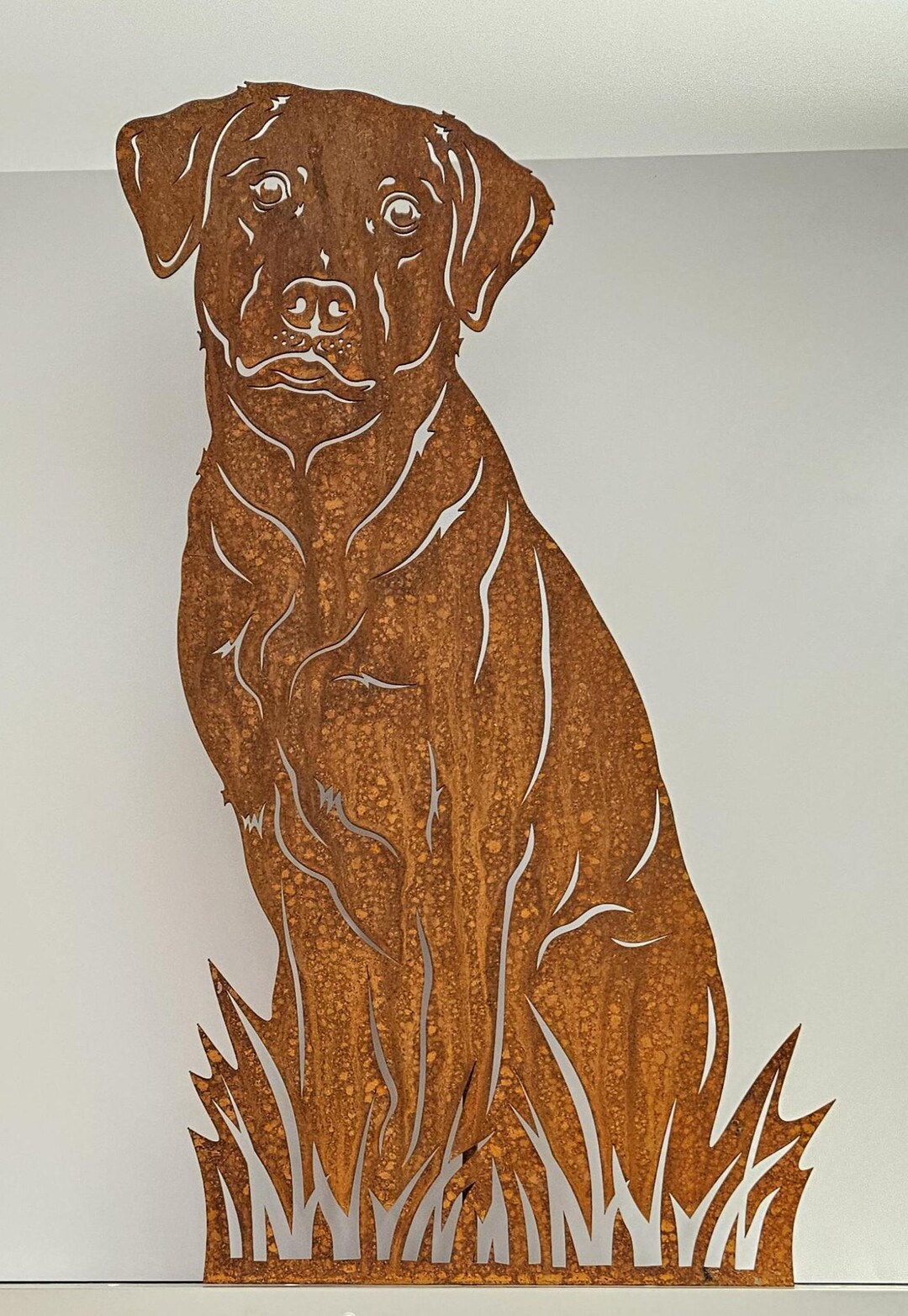 Sitting Labrador Figure, Height Approx. 80 Cm, Garden Stake, Rust ...