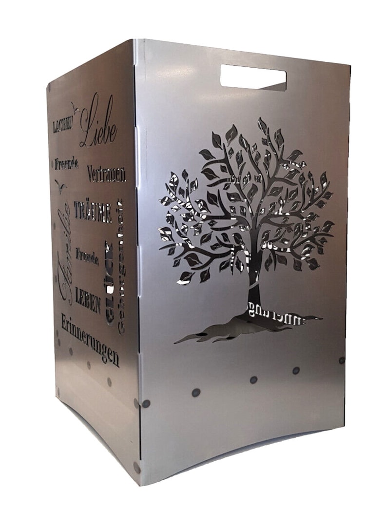 Tree of Life Fire Basket With Ash Drawer, 40x40x60cm, Fire Barrel, Fire ...