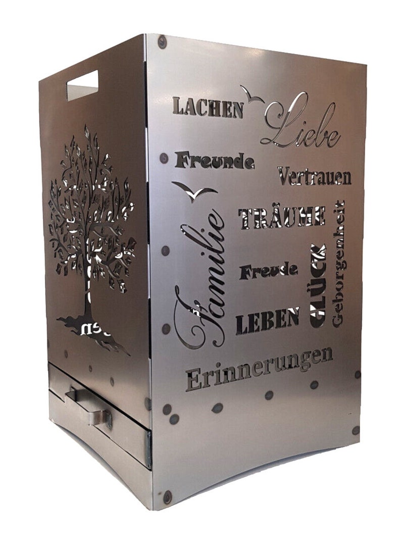 Tree of Life Fire Basket With Ash Drawer, 40x40x60cm, Fire Barrel, Fire ...