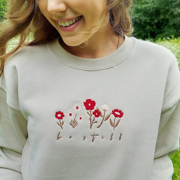 Embroidered Be Still Sweatshirt - Etsy
