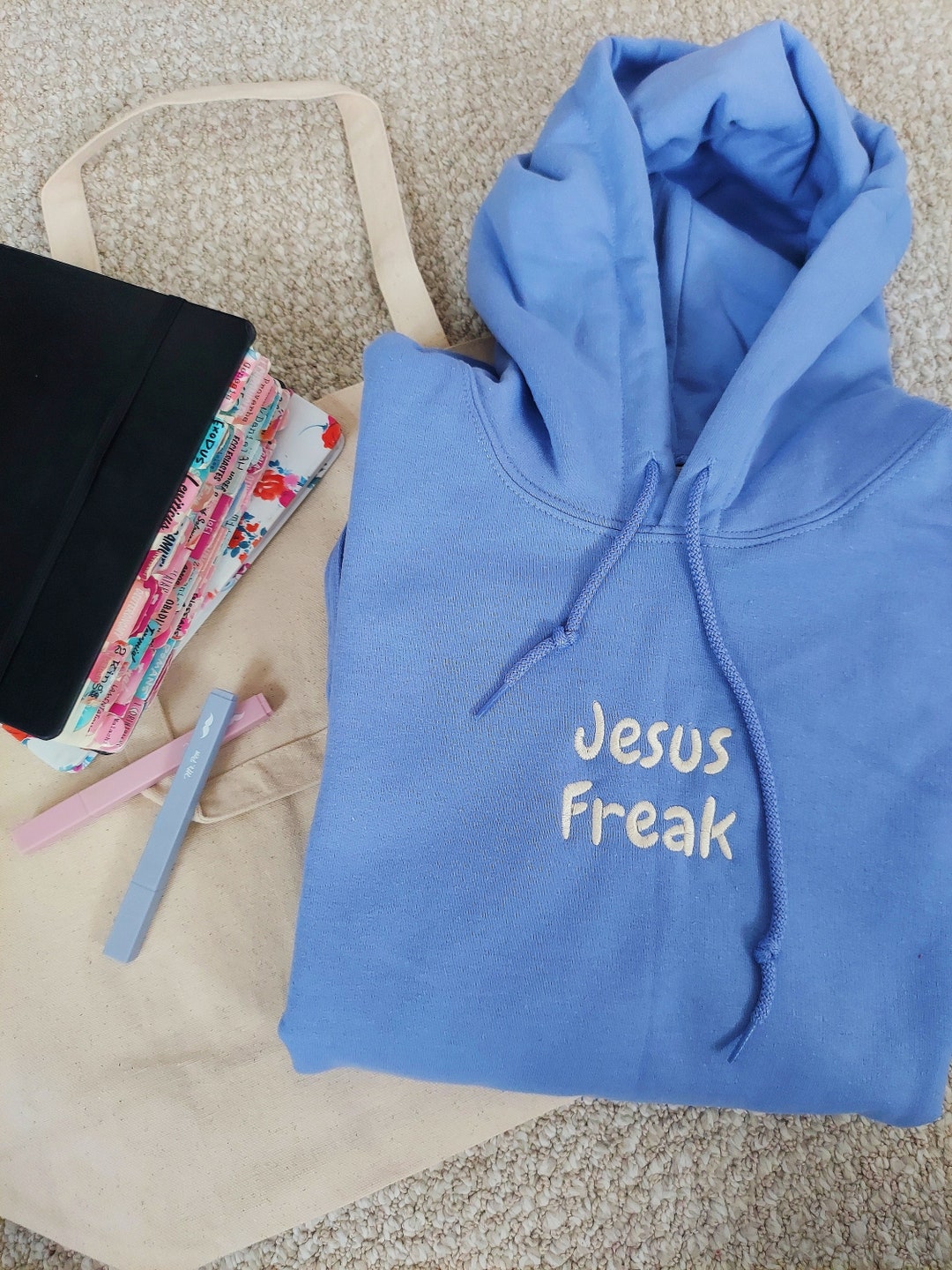Jesus Freak Embroidered Hoodie Sweatshirt | Matthew 16:24 Christian ...