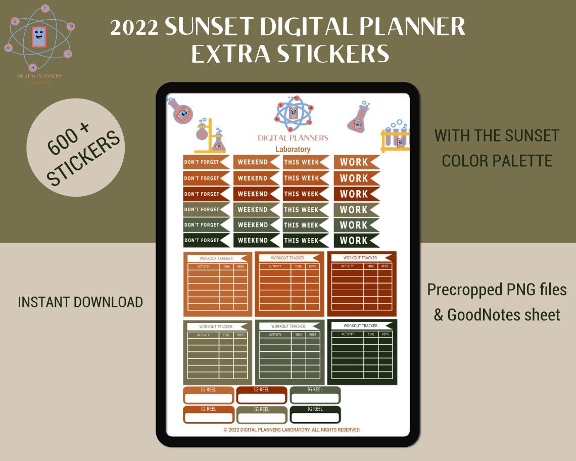 Planning Labels, Icons and Widgets Digital Stickers, Individual Pngs ...