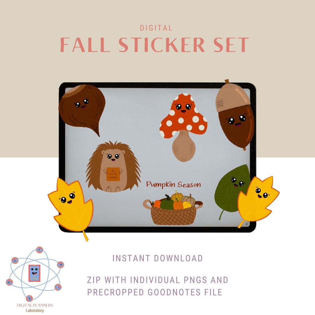 Fun Fall Digital Sticker Pack for Goodnotes and PNG Files | Fall ...
